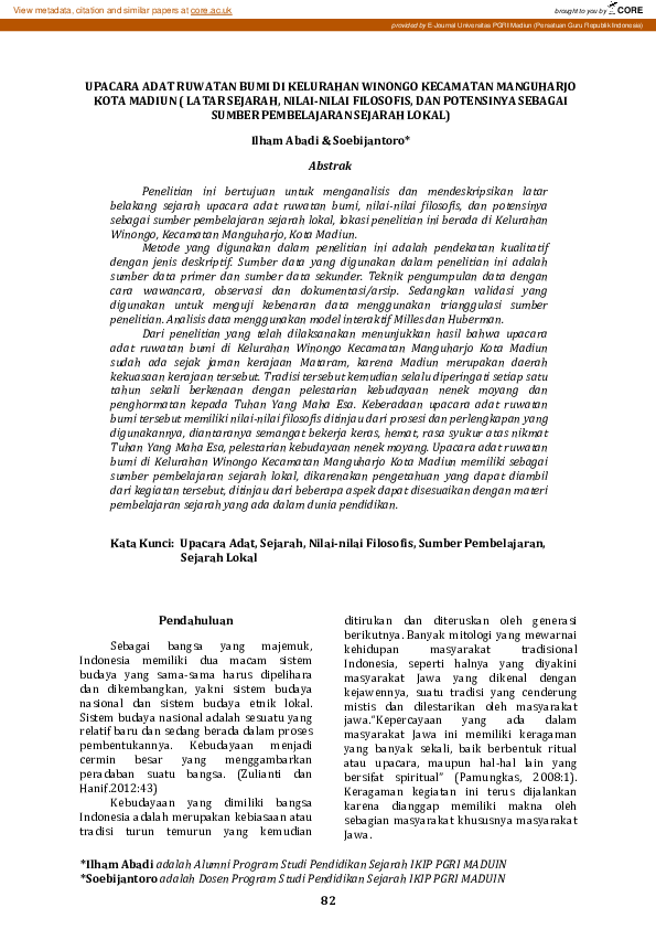 (PDF) Upacara Adat Ruwatan Bumi Di Kelurahan Winongo Kecamatan ...