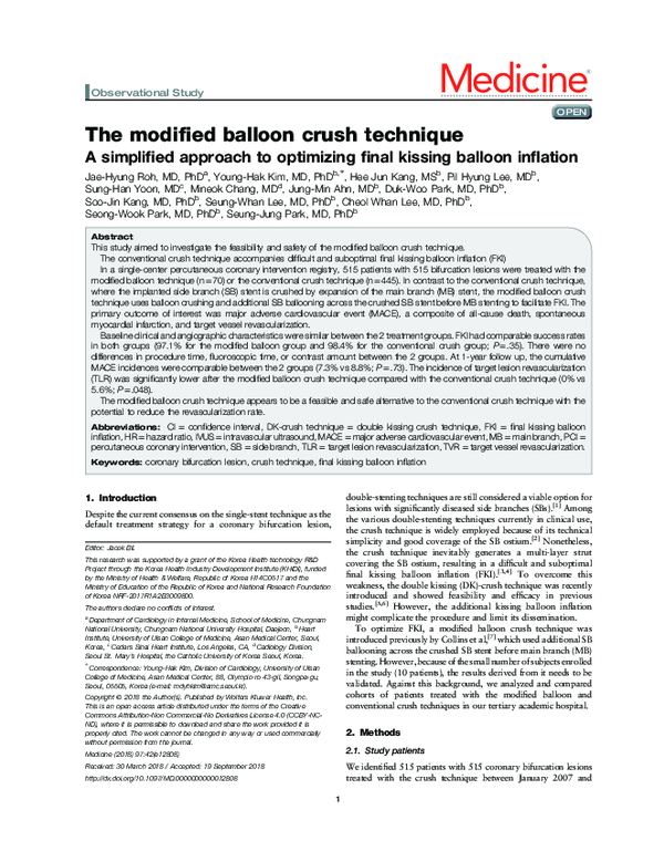 (PDF) Modified Balloon Crush Technique Enhances Kissing Balloon Inflation