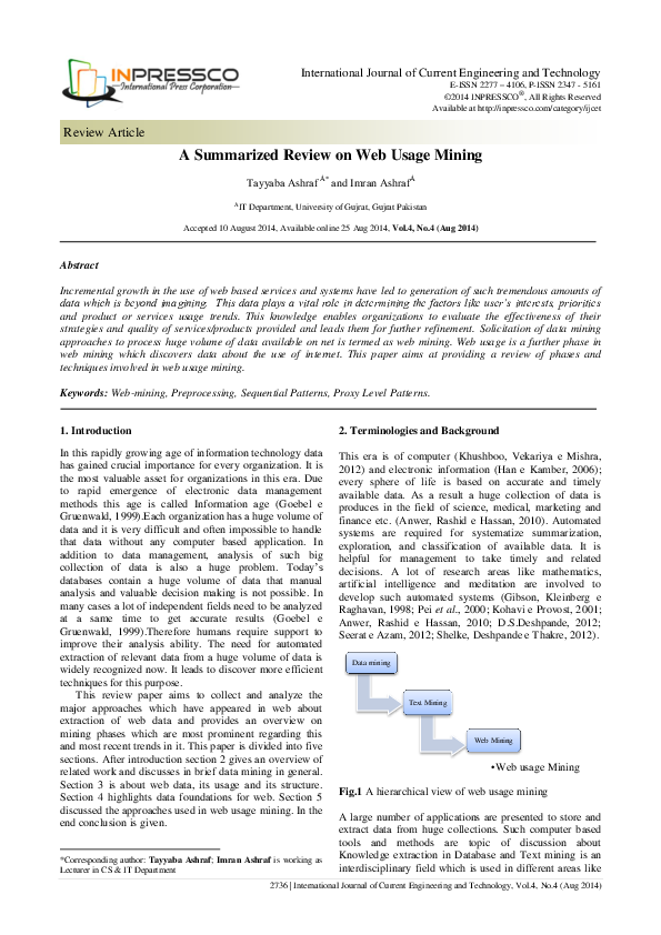 (PDF) A Summarized Review on Web Usage Mining