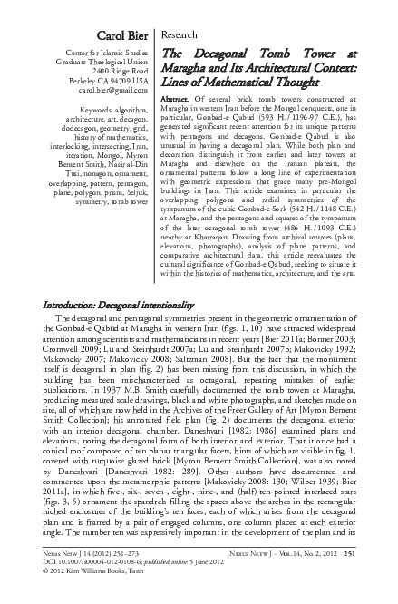 (PDF) The Decagonal Tomb Tower at Maragha and Its Architectural Context ...
