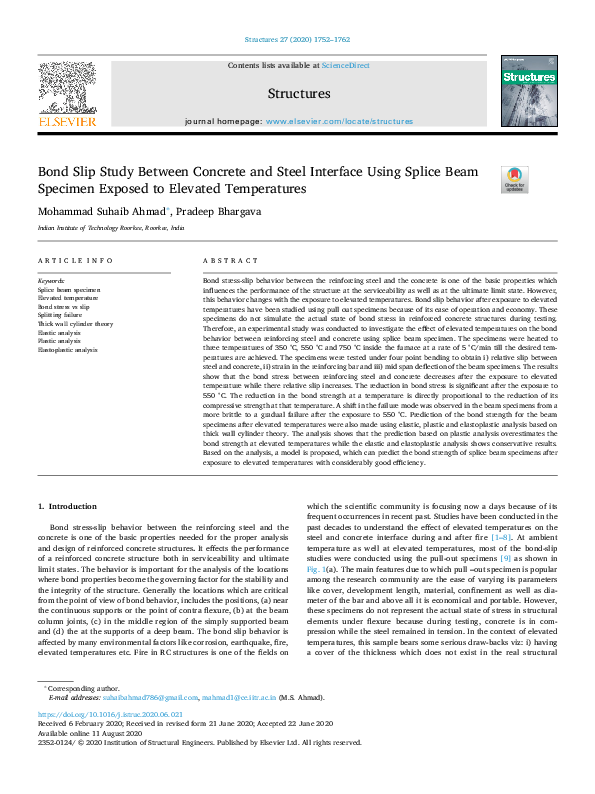 (PDF) Bond Slip Study Between Concrete and Steel Interface Using Splice Beam Specimen Exposed to ...