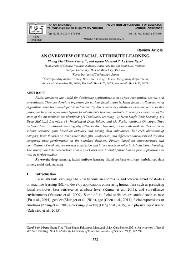 (PDF) An Overview of Facial Attribute Learning