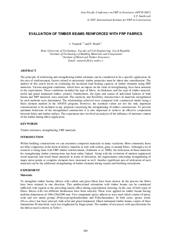 (PDF) Evaluation of Timber Beams Reinforced with FRP Fabrics