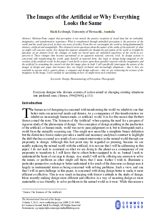 (PDF) The Images of the Artificial or Why Everything Looks the Same ...