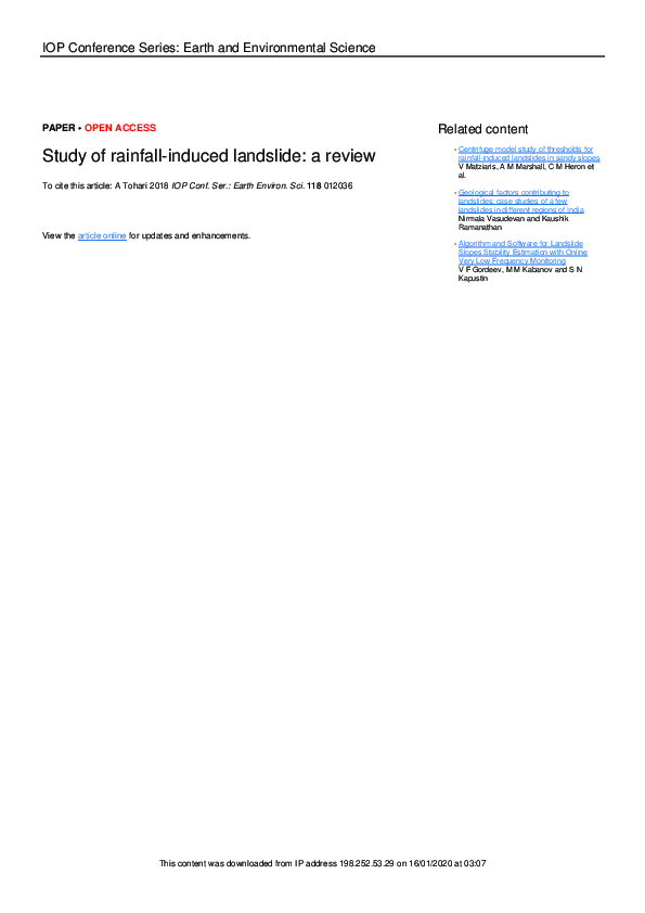 (PDF) Study of rainfall-induced landslide: a review