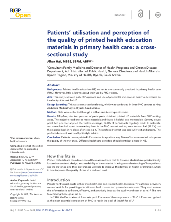 (PDF) Patients’ utilisation and perception of the quality of printed ...