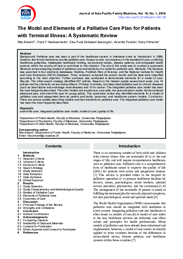 (PDF) The model and elements of palliative care for patients with terminal illness: A systematic ...