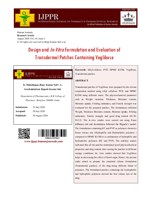 (PDF) Design and In-Vitro Formulation and Evaluation of Transdermal ...