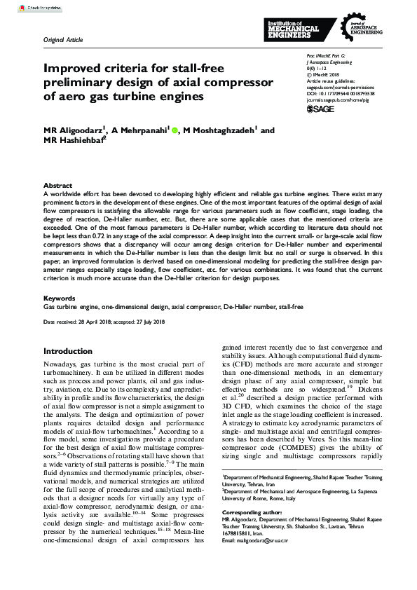 (PDF) Improved criteria for stall-free preliminary design of axial ...