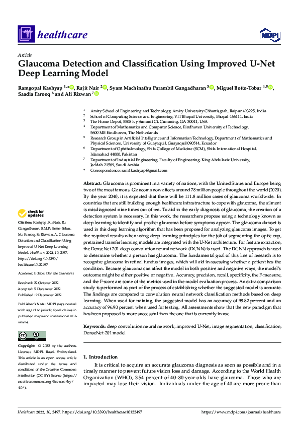 (PDF) Glaucoma Detection and Classification Using Improved U-Net Deep Learning Model