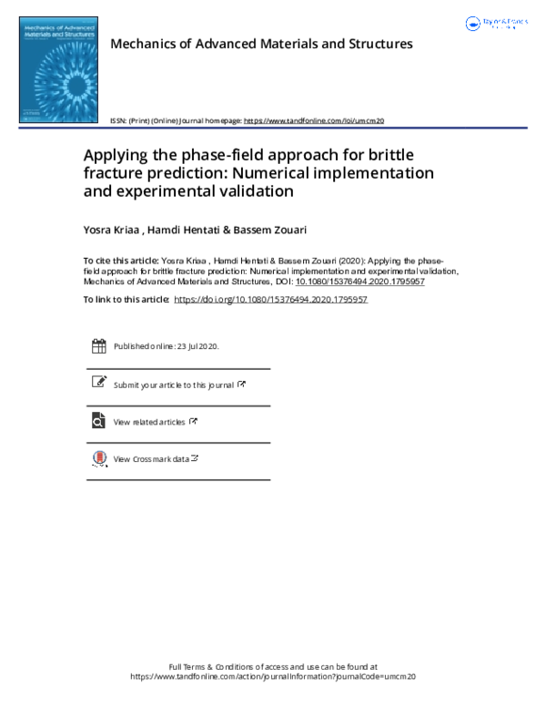 Pdf Applying The Phase Field Approach For Brittle Fracture Prediction