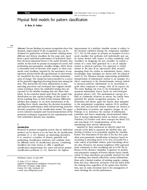 (PDF) Physical field models for pattern classification