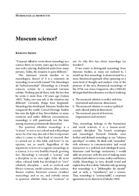 (PDF) Museum science?
