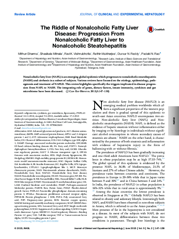 (PDF) The Riddle of Nonalcoholic Fatty Liver Disease: Progression From ...
