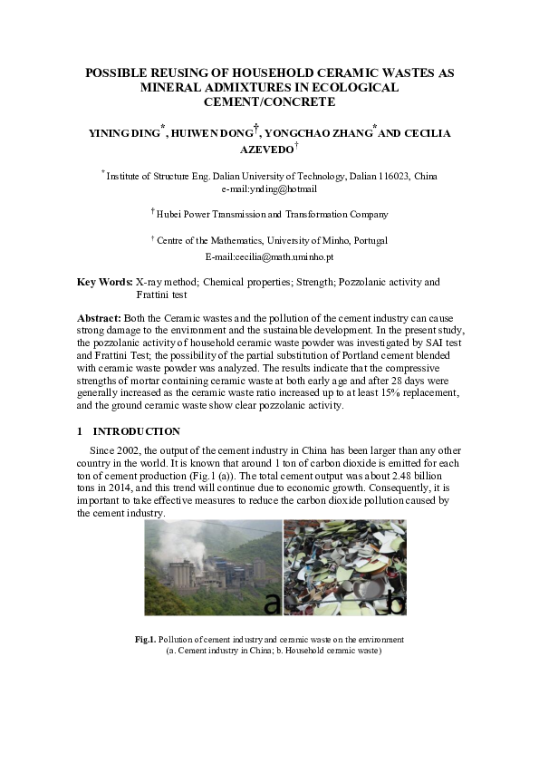 (PDF) Possible reusing of household ceramic wastes as mineral ...