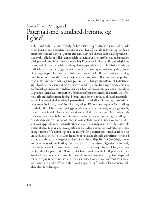 (PDF) Paternalisme, sundhedsfremme og lighed