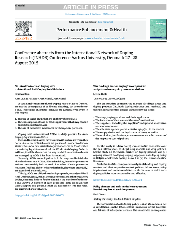 (PDF) No intention to cheat: Coping with unintentional Anti-Doping Rule ...