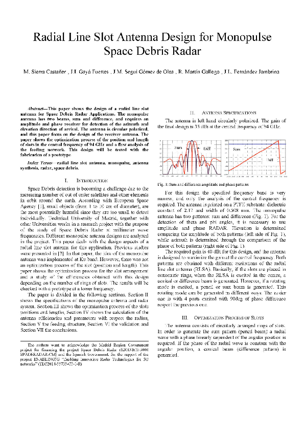 (PDF) Radial line slot antenna design for monopulse Space Debris Radar