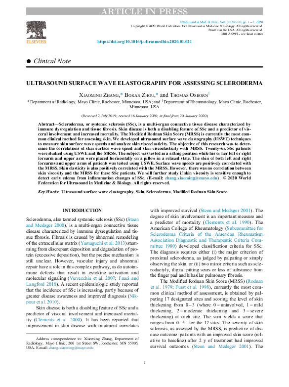 (PDF) Ultrasound surface wave elastography for assessing extremity ...