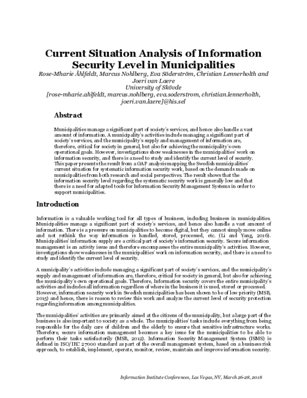 (PDF) Current Situation Analysis of Information Security Level in ...