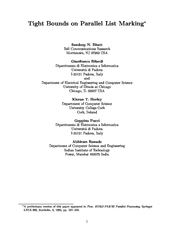 (PDF) Tight bounds on parallel list marking