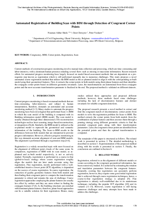 (PDF) Automated Registration of Building Scan with Bim Through Detection of Congruent Corner ...