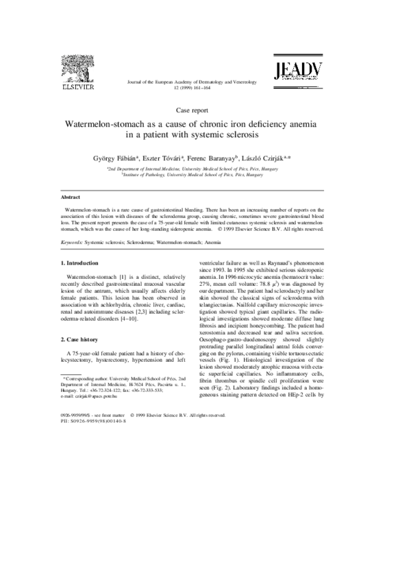 (PDF) Watermelon-stomach as a cause of chronic iron deficiency anemia ...