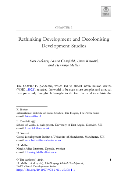 (PDF) Rethinking Development and Decolonising Development Studies