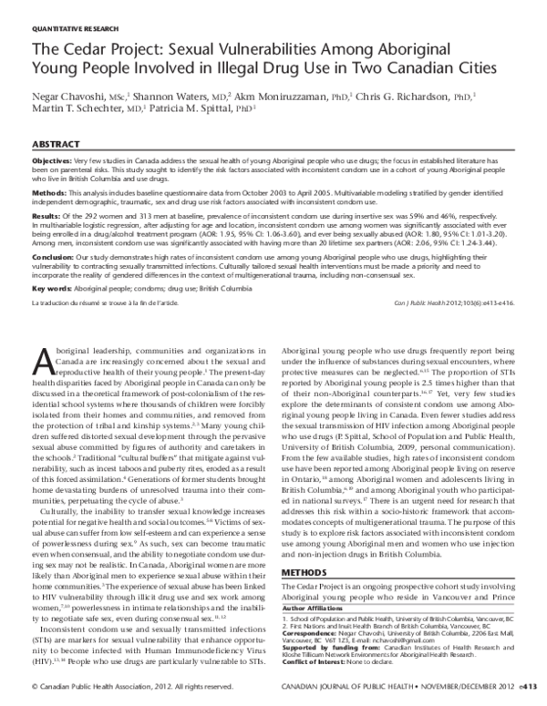 (PDF) The Cedar Project: Sexual Vulnerabilities Among Aboriginal Young ...