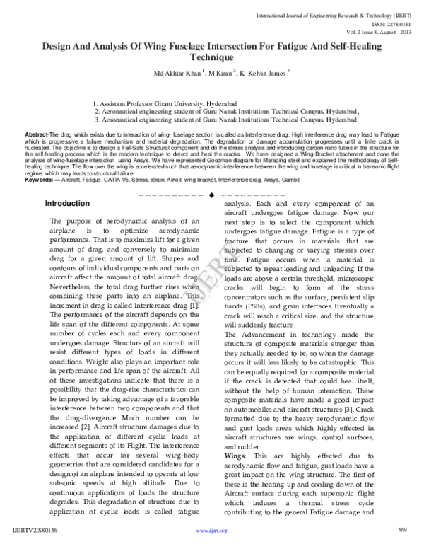 (PDF) Design and Analysis of Wing Fuselage Intersection for Fatigue and ...