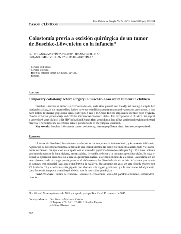 (PDF) Colostomía previa a escisión quirúrgica de un tumor de Buschke ...