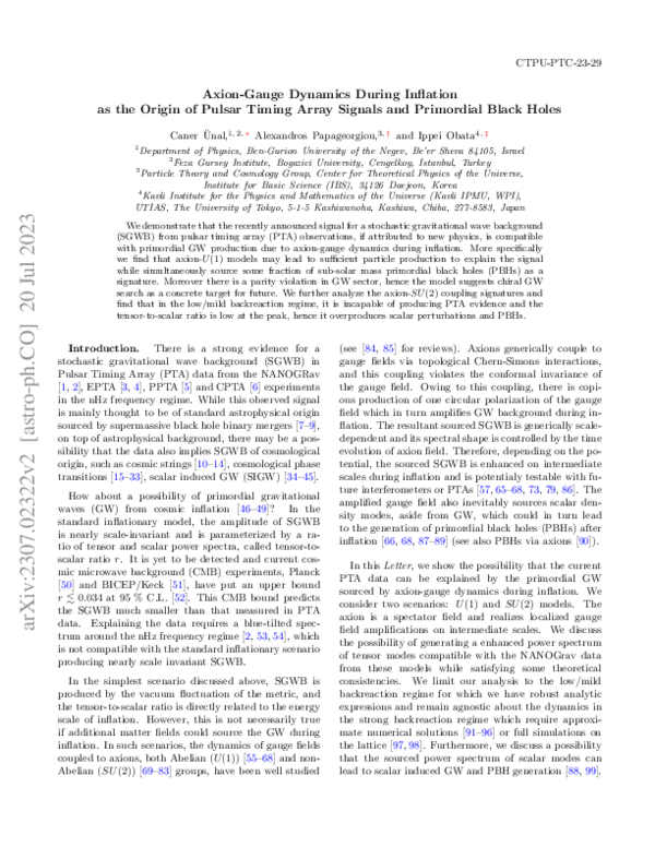 (PDF) Axion-Gauge Dynamics During Inflation as the Origin of Pulsar Timing Array Signals and ...