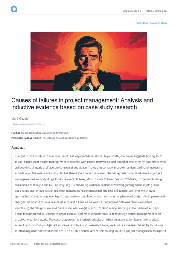 (PDF) Causes of failures in project management: Analysis and inductive ...