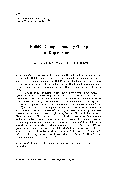(PDF) Halldén-completeness by gluing of Kripke frames | Johan Van ...