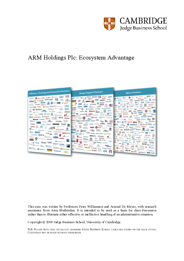 (PDF) ARM Holding Plc: Ecosystem Advantage | Peter J Williamson ...