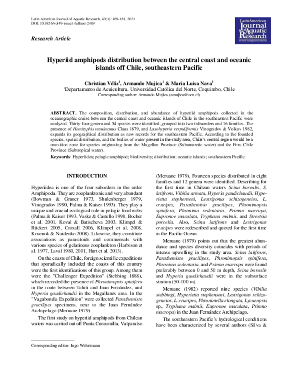 (PDF) Hyperiid amphipods distribution between the central coast and ...