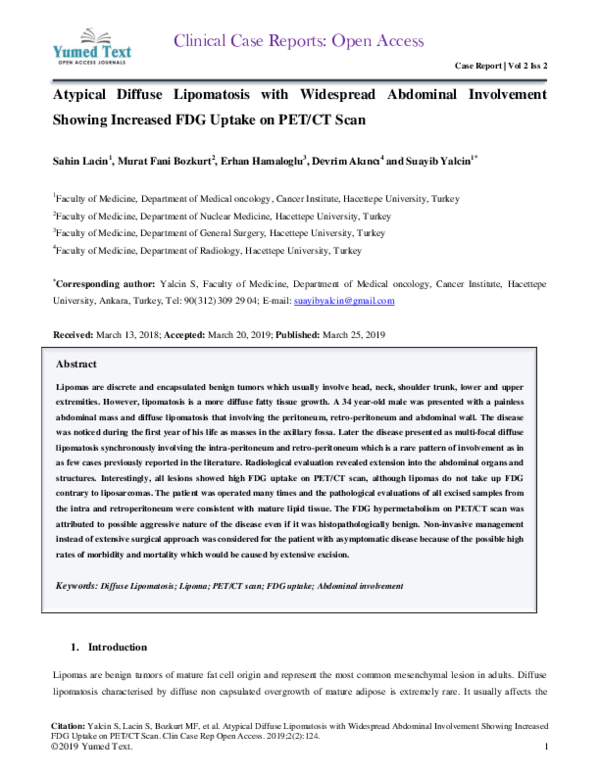 (PDF) Atypical Diffuse Lipomatosis with Widespread Abdominal ...