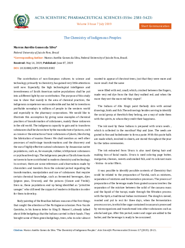 (PDF) The Chemistry of Indigenous Peoples