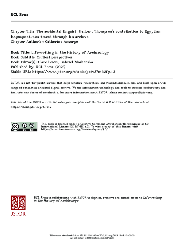 (PDF) The accidental linguist: Herbert Thompson’s contribution to ...