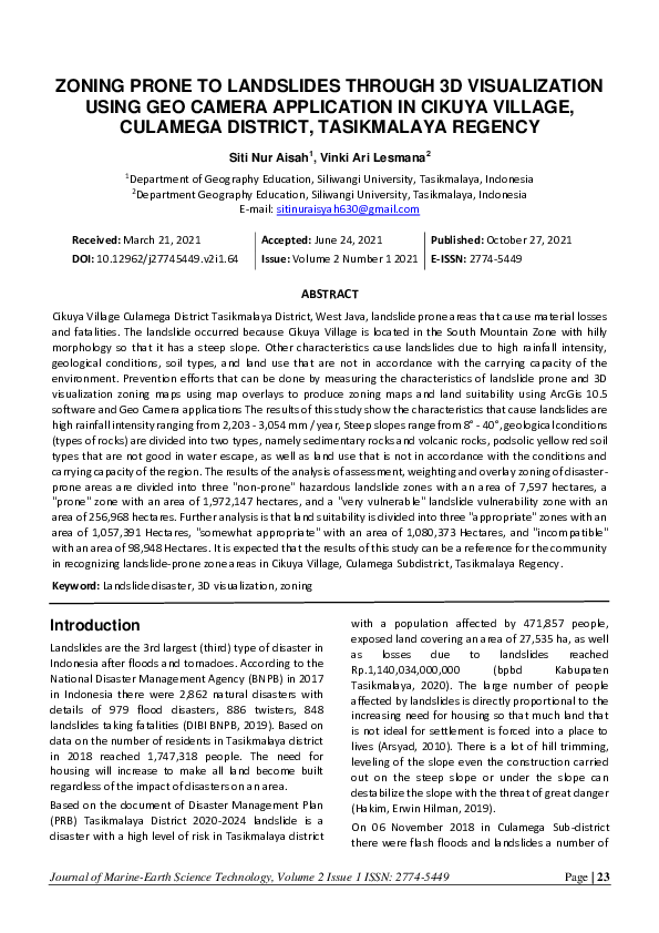 (PDF) Zoning Prone to Landslides Through 3D Visualization Using Geo ...
