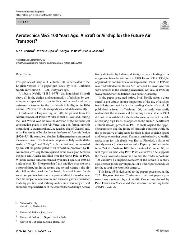 (PDF) Aerotecnica M 100 Years Ago: Aircraft or Airship for the Future ...