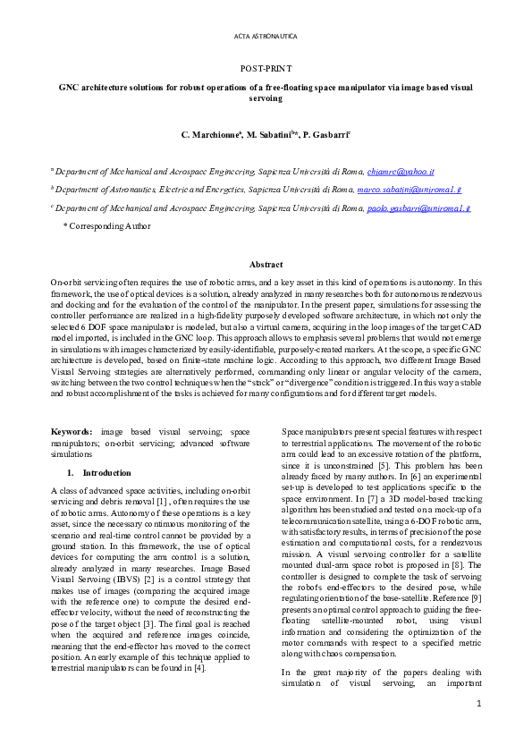 (PDF) GNC architecture solutions for robust operations of a free ...