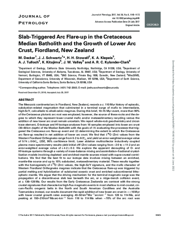 (PDF) Slab-Triggered Arc Flare-up in the Cretaceous Median Batholith ...