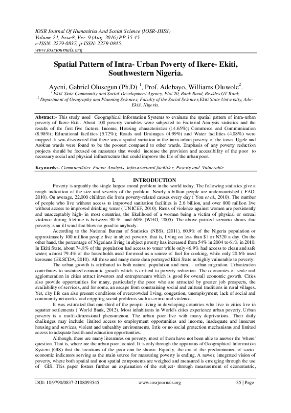 (PDF) Spatial Pattern of Intra- Urban Poverty of Ikere- Ekiti ...