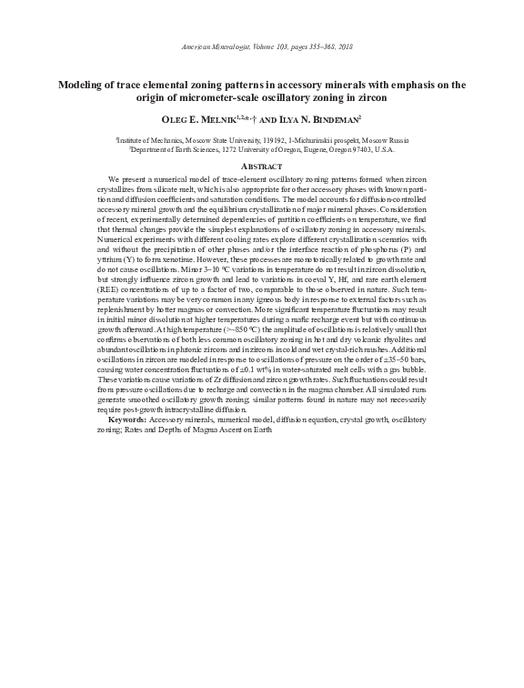 (PDF) Modeling of trace elemental zoning patterns in accessory minerals ...