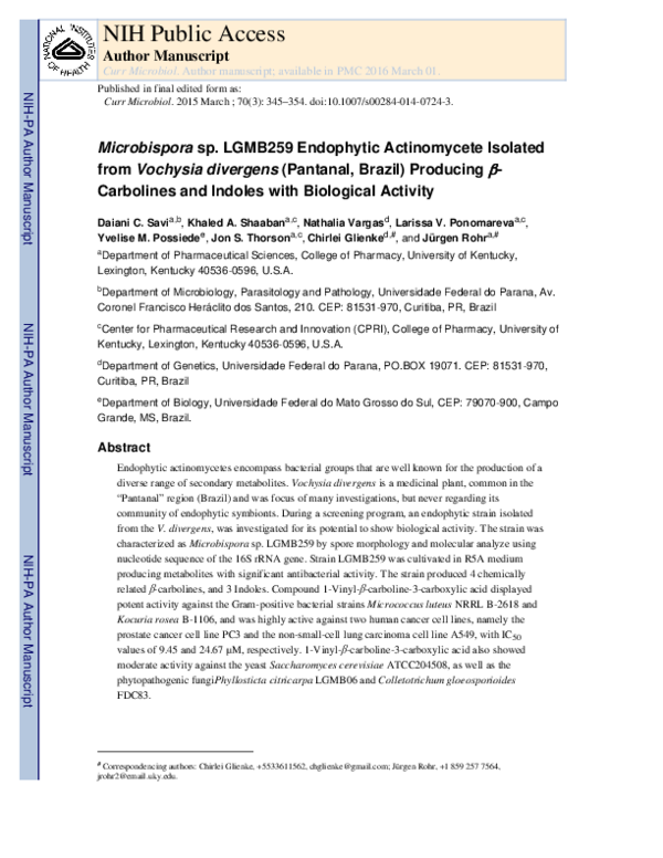 (PDF) Microbispora sp. LGMB259 Endophytic Actinomycete Isolated from ...