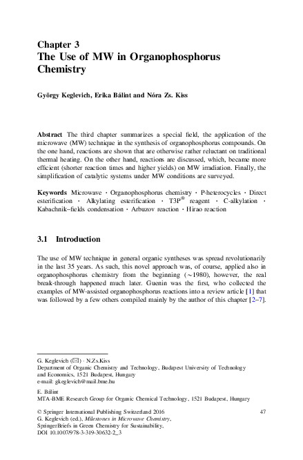 (PDF) The Use of MW in Organophosphorus Chemistry | György Keglevich ...
