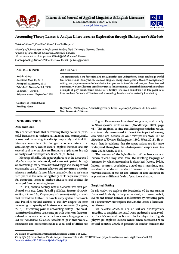 (PDF) Accounting Theory Lenses to Analyze Literature: An Exploration ...
