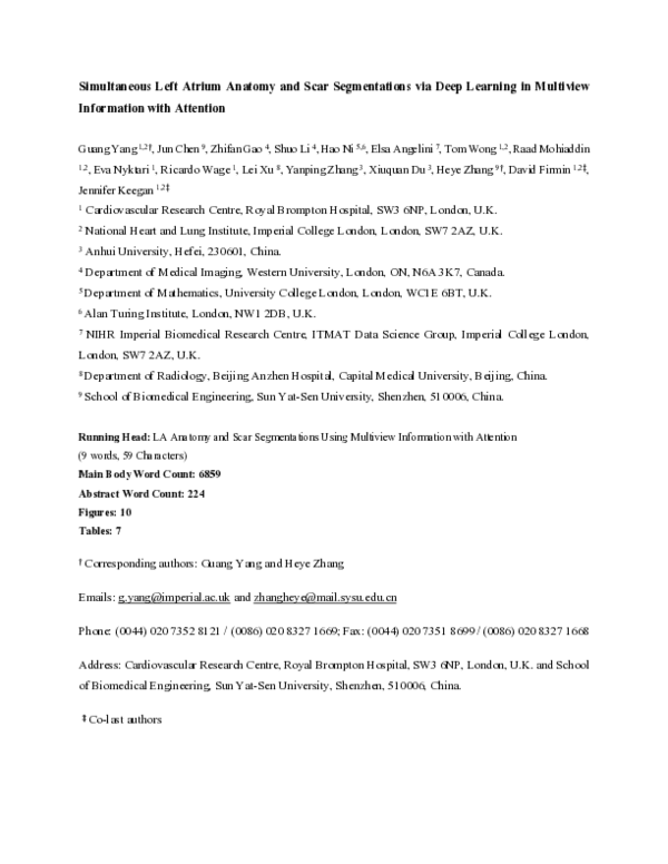 Pdf Simultaneous Left Atrium Anatomy And Scar Segmentations Via Deep Learning In Multiview