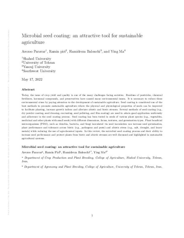 (PDF) Microbial seed coating: An attractive tool for sustainable ...